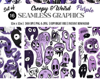 Digital Seamless Surface Patterns | Spooky Weird Cartoons | PERSONAL ...