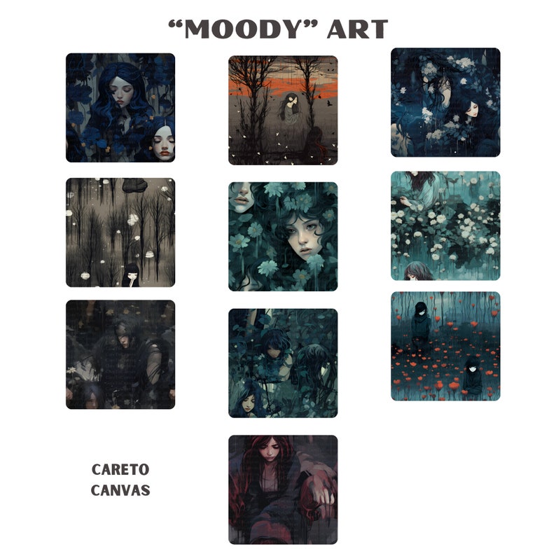 Digital Seamless Surface Patterns | Dark Mysterious Abstract Portrait ...