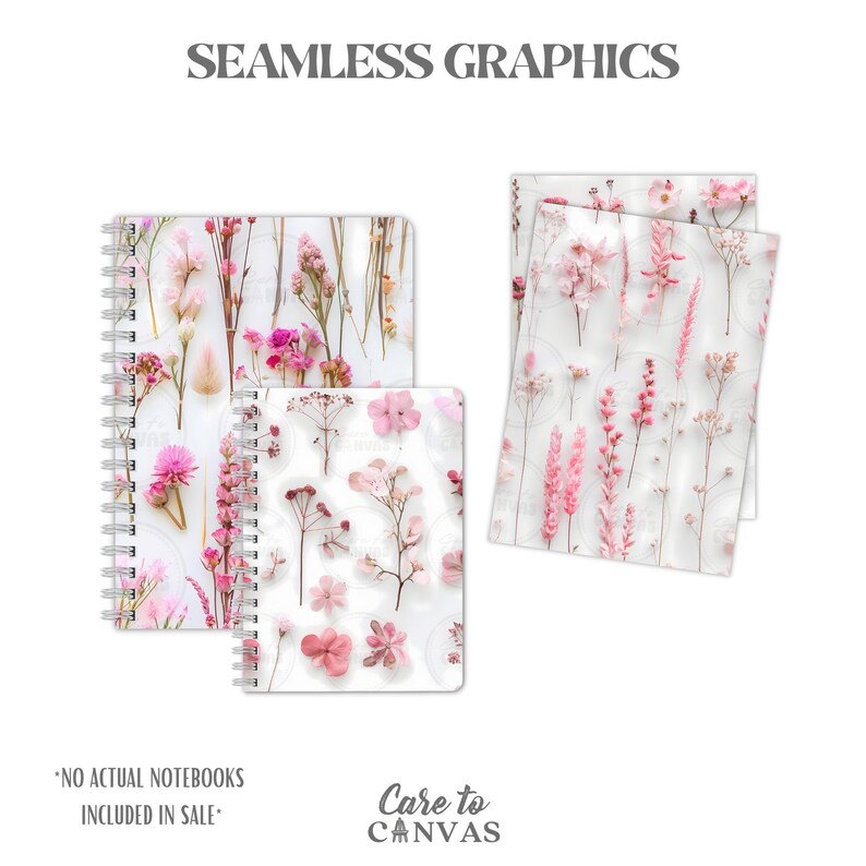 Digital Seamless Surface Patterns PINK Botanical Flatlay Photography ...