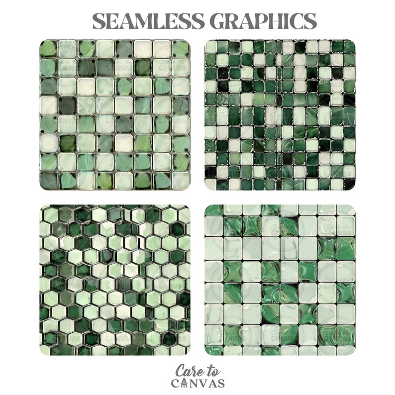 Digital Seamless Tile Splash Surface Patterns in GREEN | COMMERCIAL USE ...