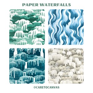 Digital Seamless Surface Patterns |paper Cut Out Nature | Waterfalls ...