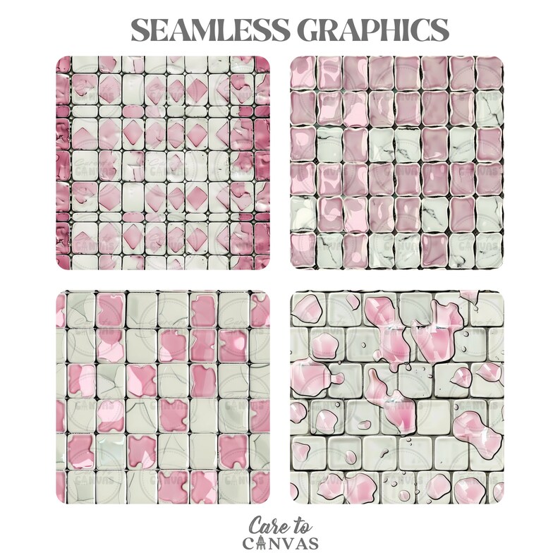 Digital Seamless Tile Splash Surface Patterns in PINK | COMMERCIAL USE ...
