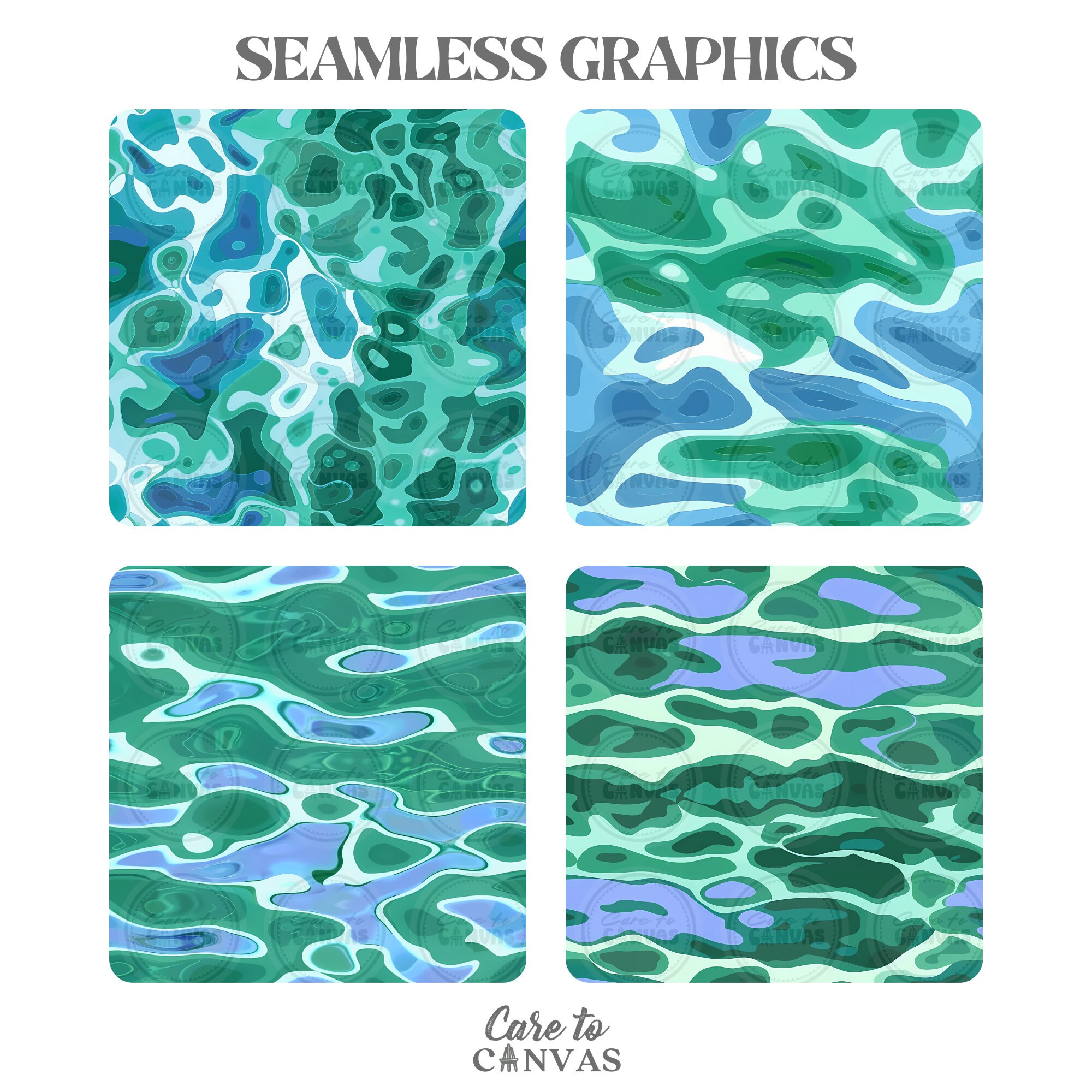 Digital Seamless Surface Patterns | Abstract Water Graphic Art in GREEN ...