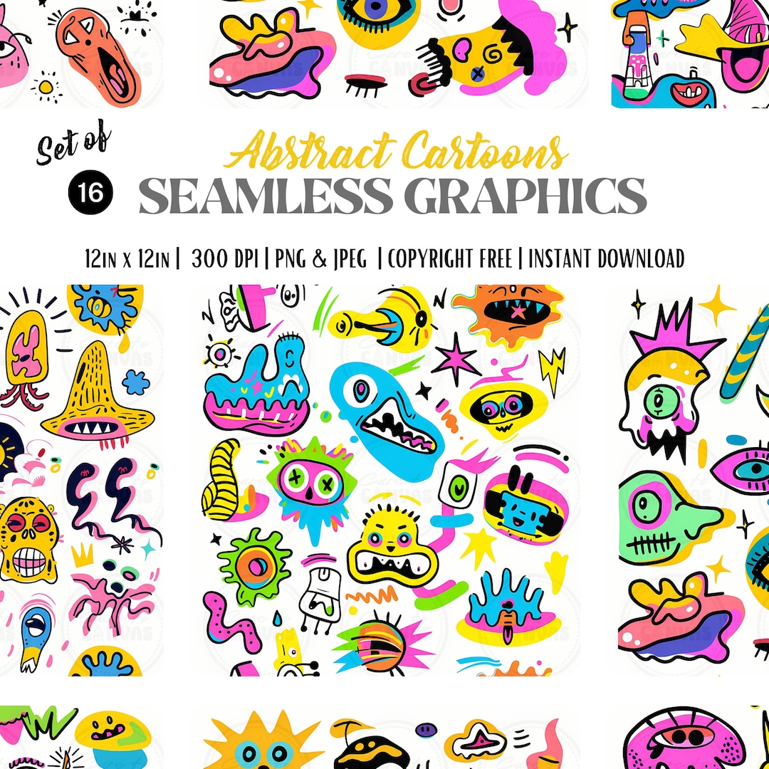 Digital Seamless Surface Patterns | Abstract Cartoons | PERSONAL Use ...