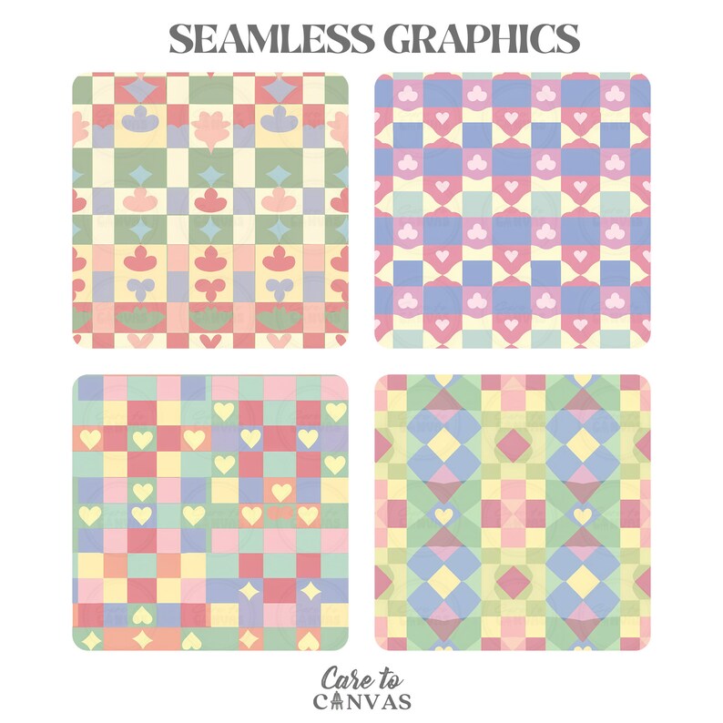 Digital Seamless Pastel Checker Surface Patterns for PERSONAL Use Only ...