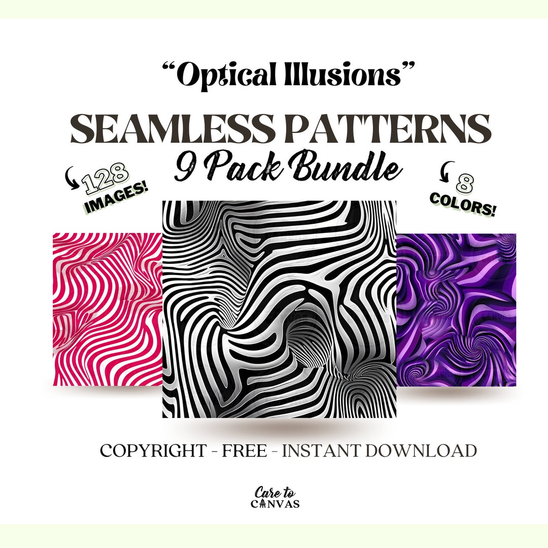 Seamless Optical Illusion Surface Pattern BUNDLE | 9 Sets, 128 ...