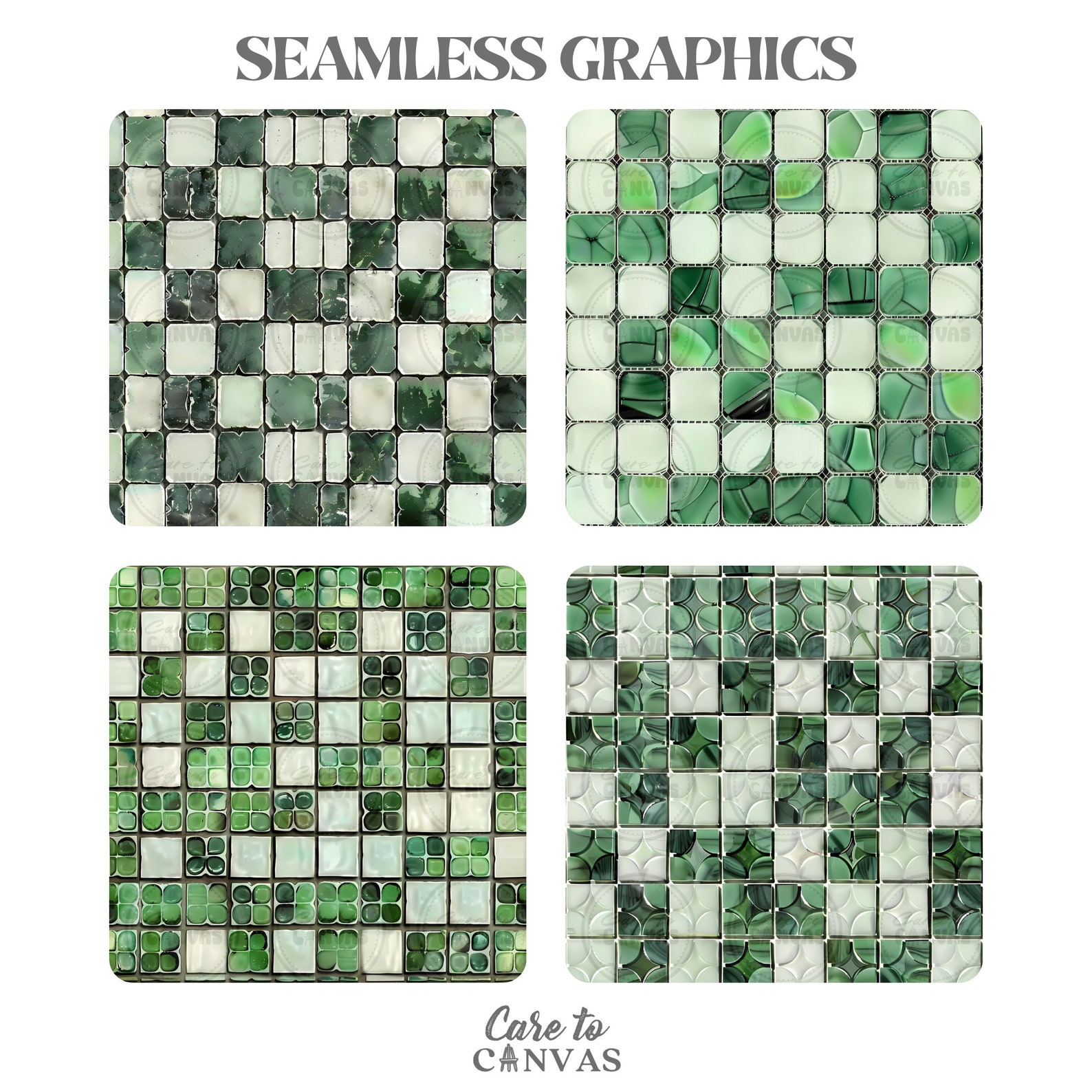 Digital Seamless Tile Splash Surface Patterns in GREEN | COMMERCIAL USE ...