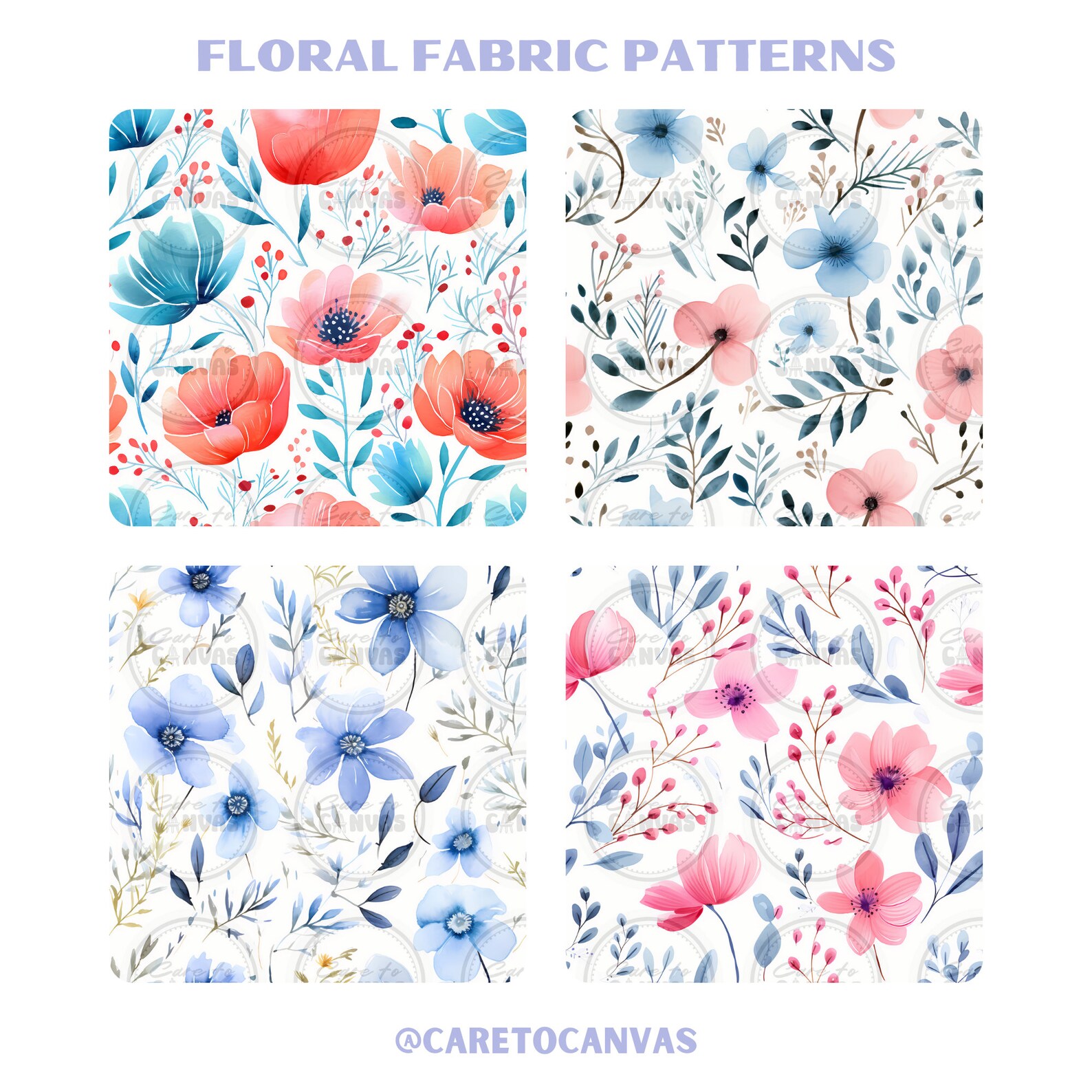 Seamless Floral Surface Patterns | Scrapbooking | Printable | Digital ...