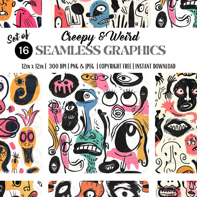 Digital Seamless Surface Patterns | Spooky Weird Cartoons | PERSONAL ...