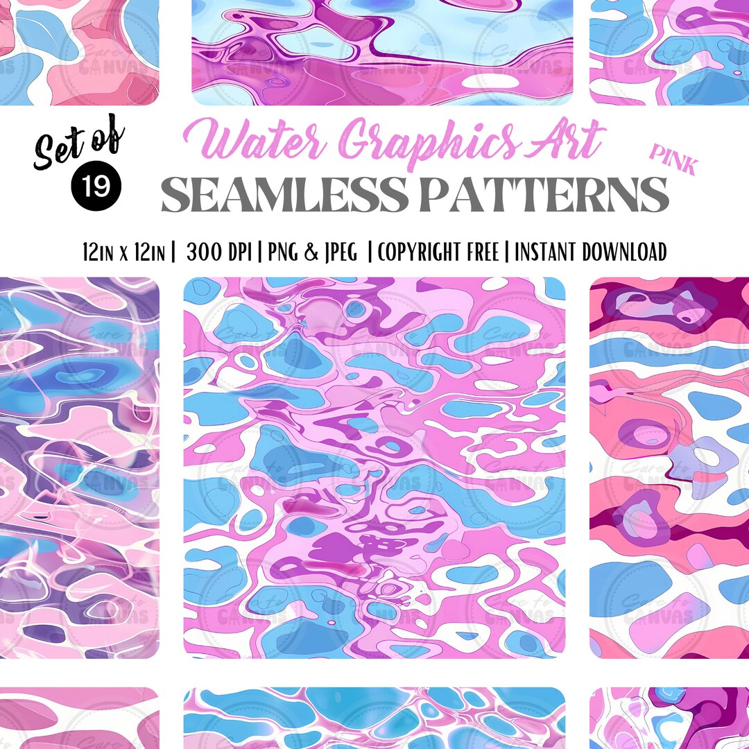 Digital Seamless Surface Patterns | Abstract Water Graphic Art in PINK ...