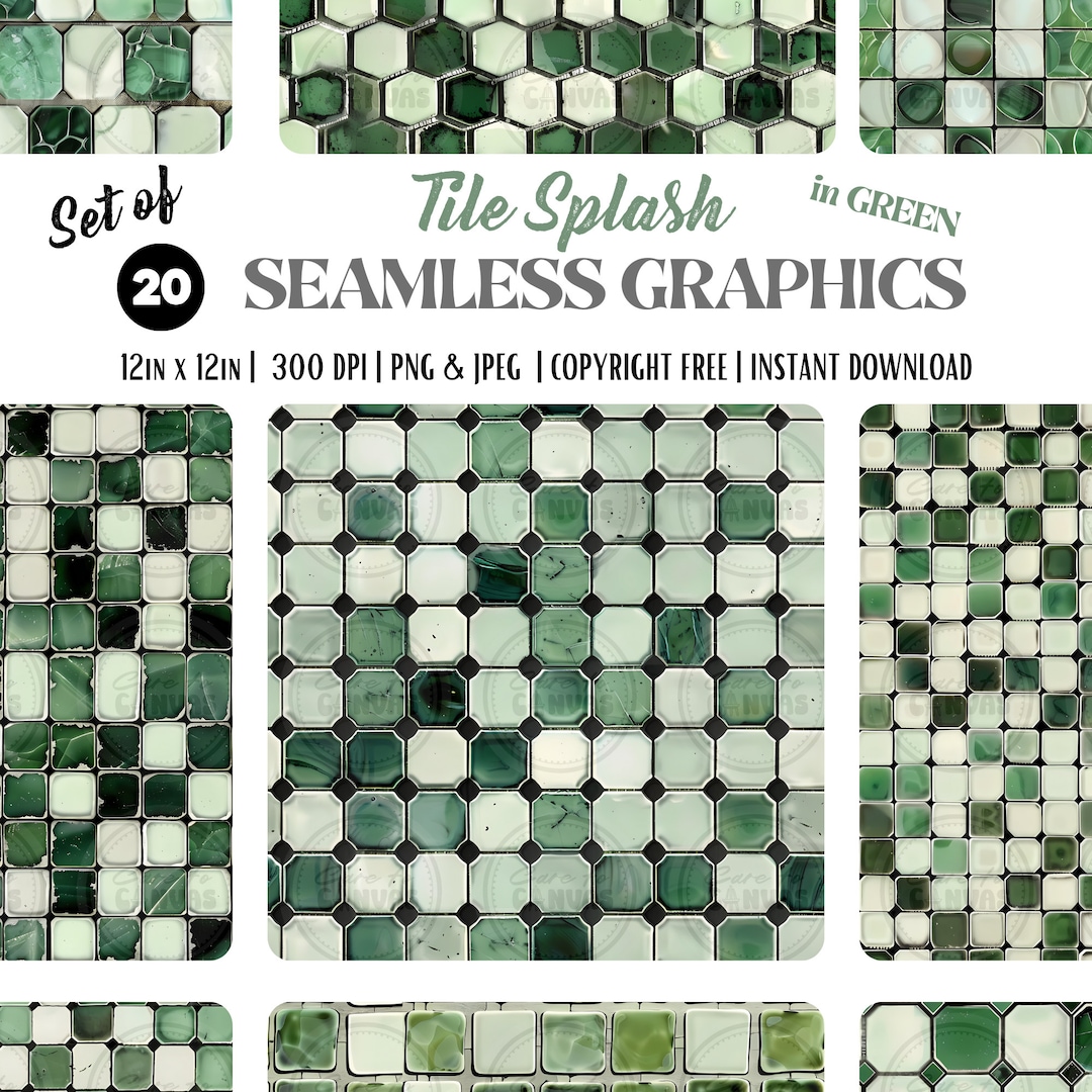Digital Seamless Tile Splash Surface Patterns in GREEN | COMMERCIAL USE ...