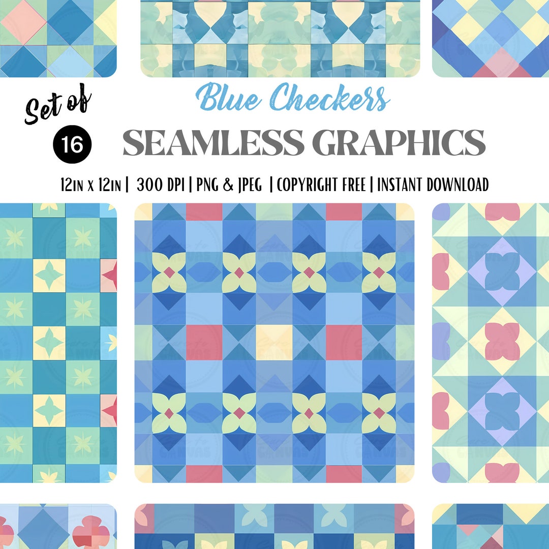 Digital Seamless Surface Checker Patterns in BLUE for PERSONAL Use Only ...