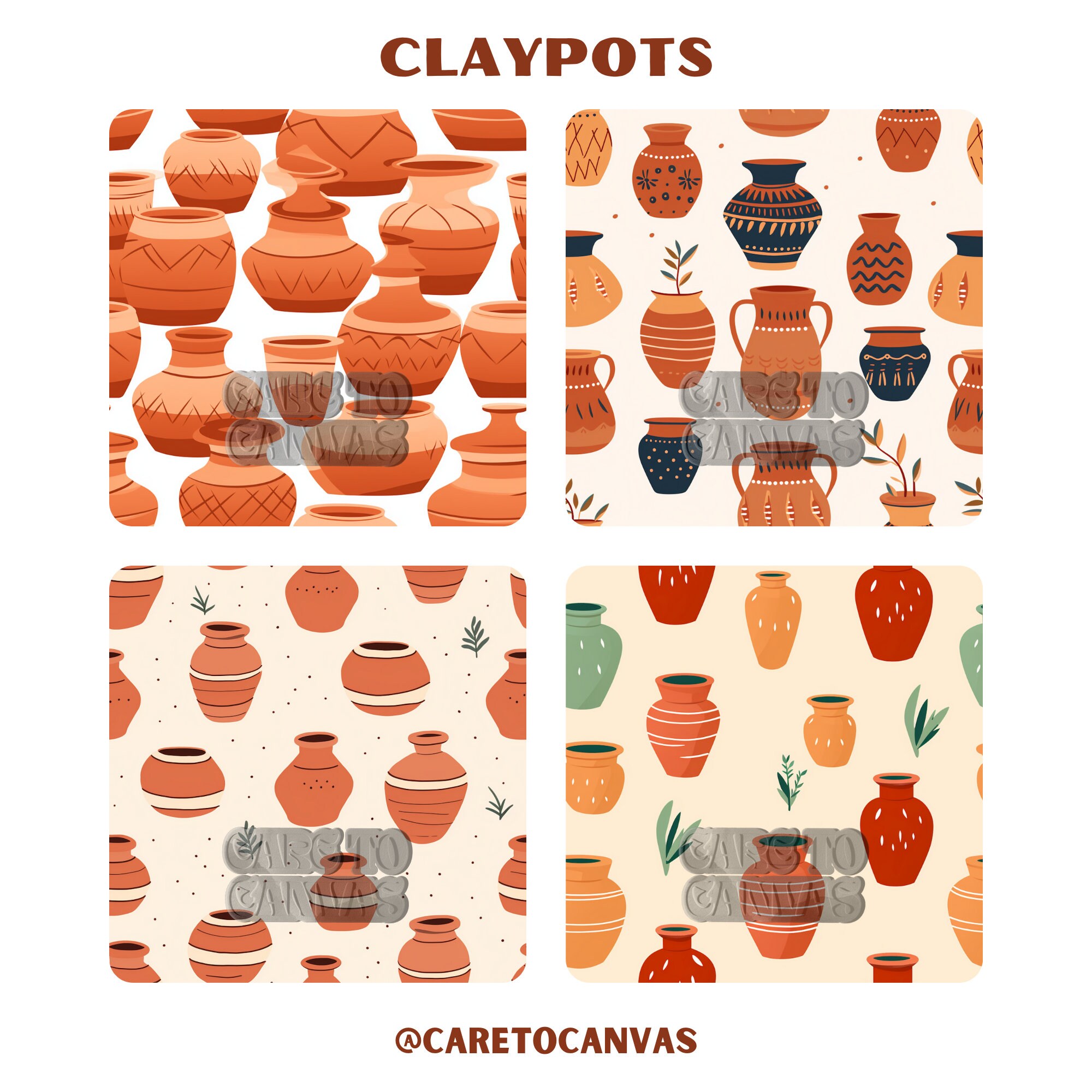 Seamless Digital Paper Surface Pattern Design Clay Pot Graphics ...