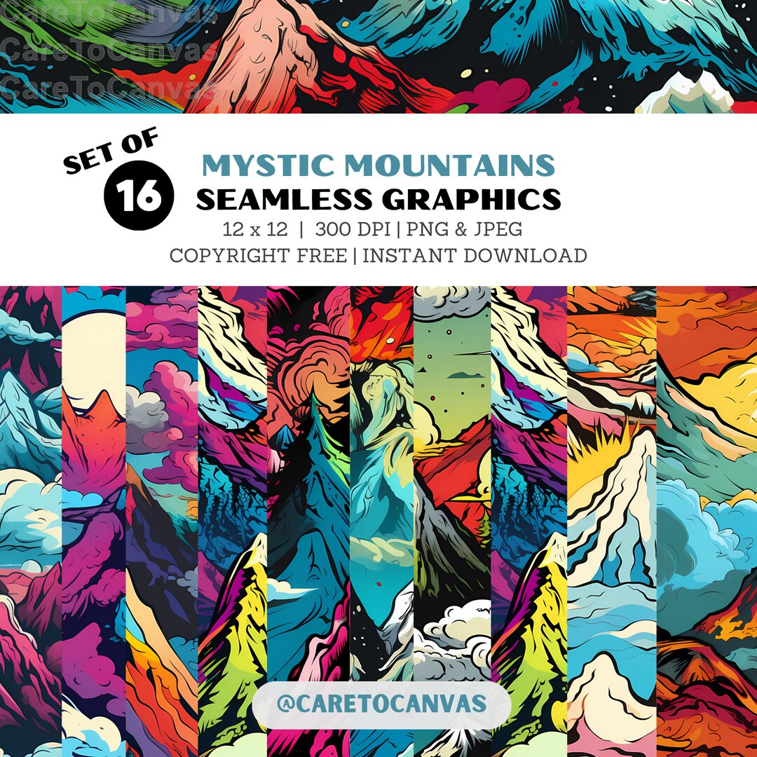 Digital Seamless Surface Patterns | Comic Book Mountains Pop Art ...