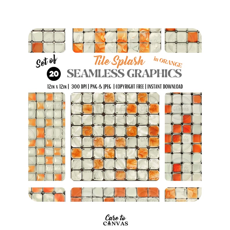 Seamless Tile Splash Surface Pattern BUNDLE | 9 Sets, 128+ COMMERCIAL ...