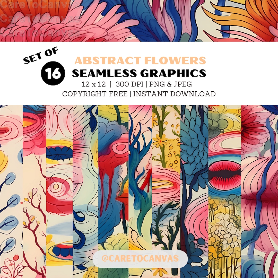 Digital Seamless Floral Surface Patterns | Abstract Colorful Flowers ...