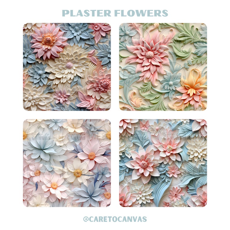 Plaster Flower Printable Seamless Digital Paper / Surface Pattern ...