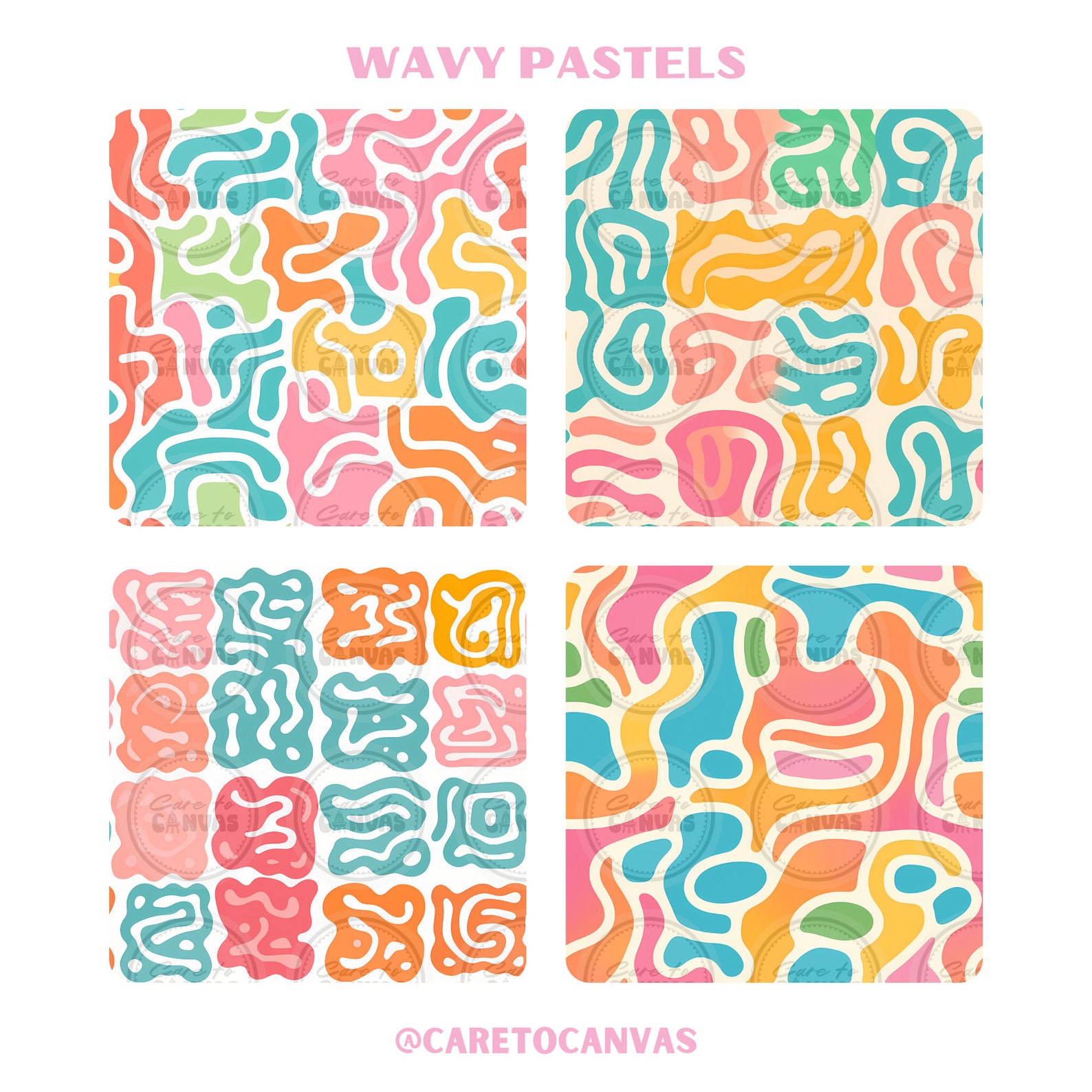 Wavy Pastel Seamless Digital Patterns High-resolution Graphics for ...
