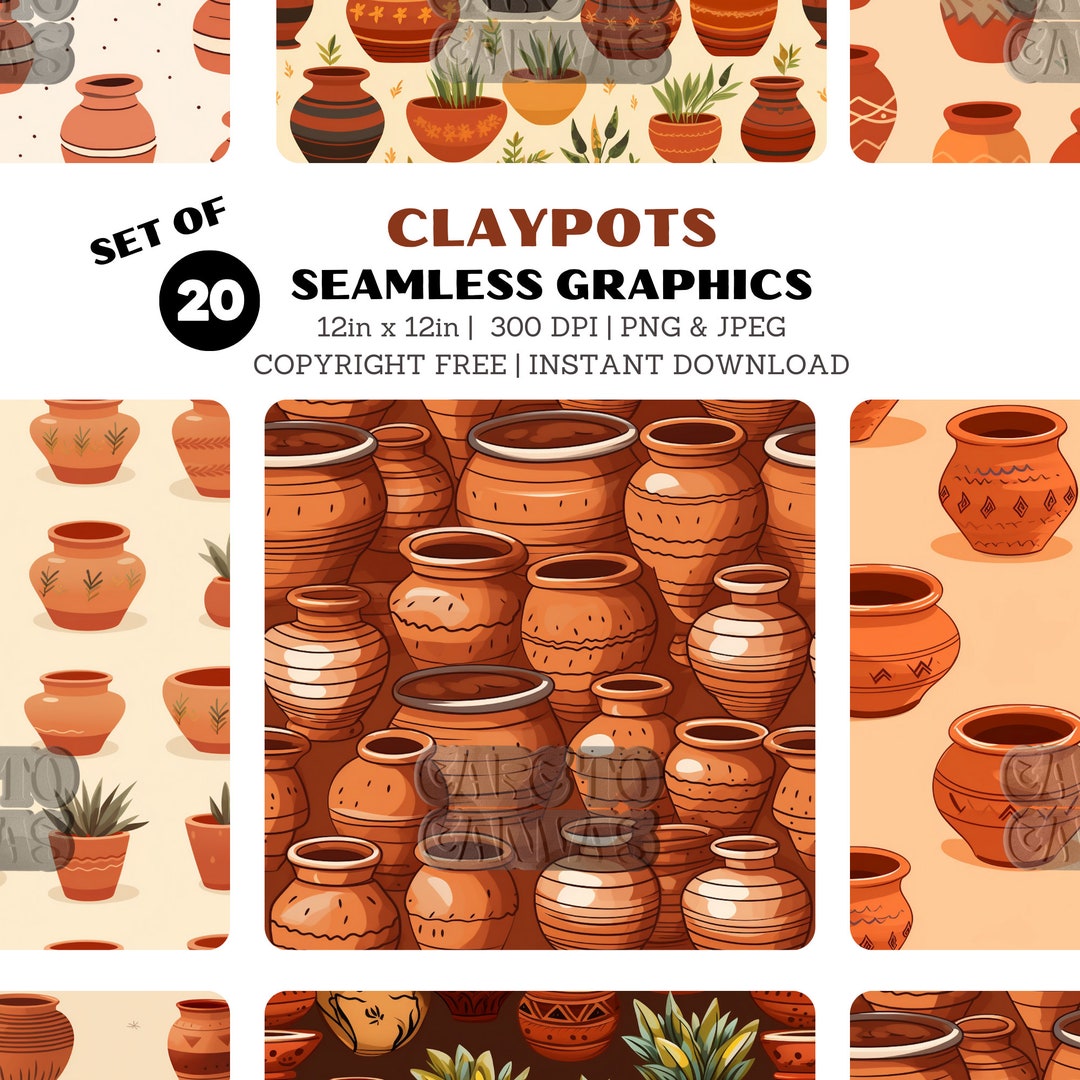 Seamless Digital Paper Surface Pattern Design Clay Pot Graphics ...
