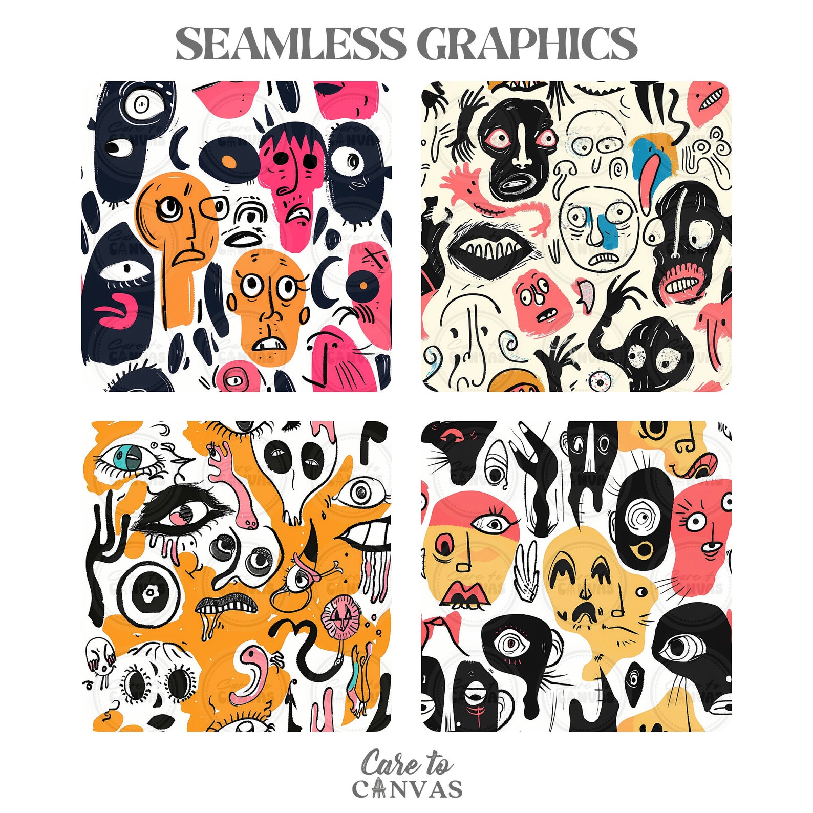 Digital Seamless Surface Patterns | Spooky Weird Cartoons | PERSONAL ...