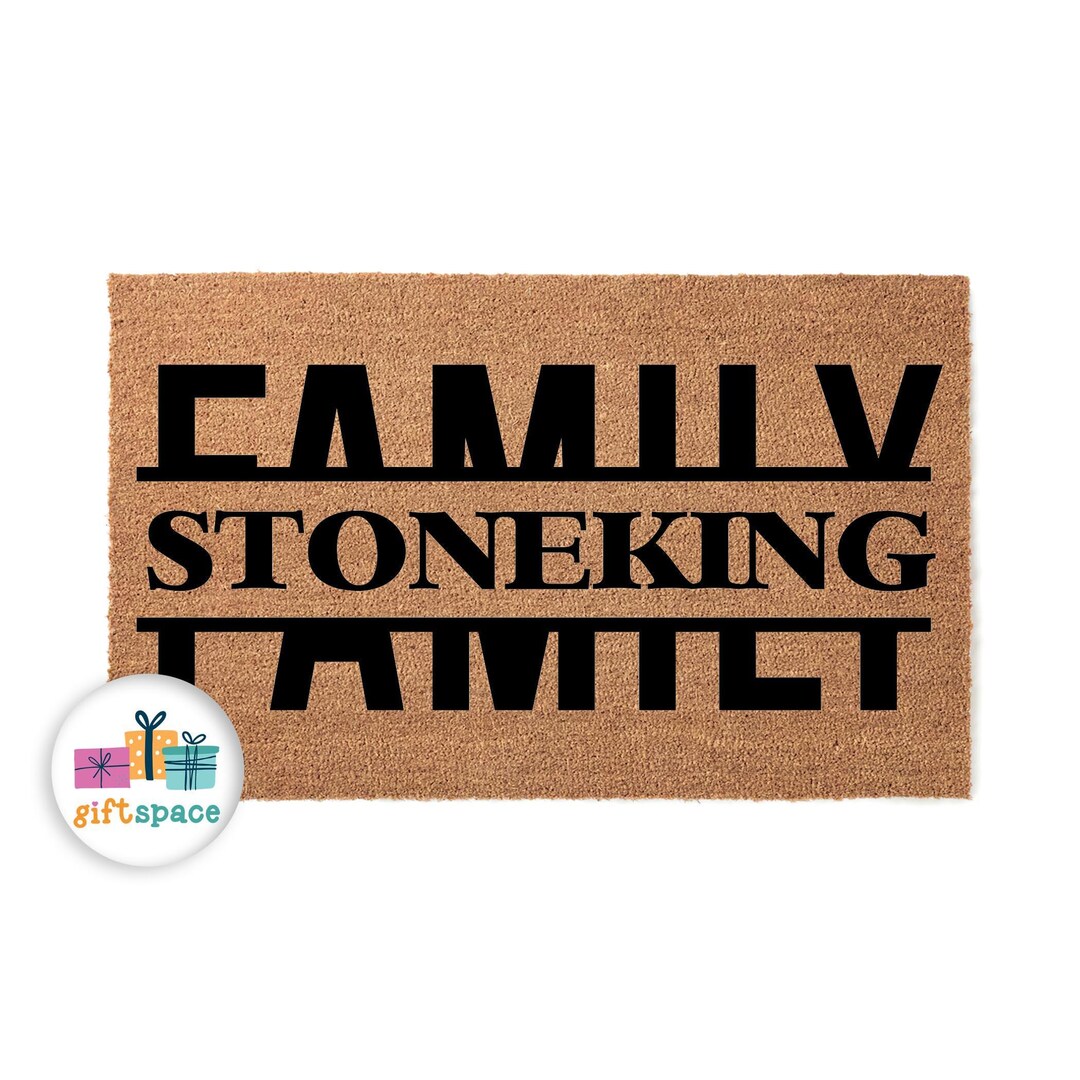 Custom Doormat – Split Family Name Welcome Mat – Engagement Gift for ...