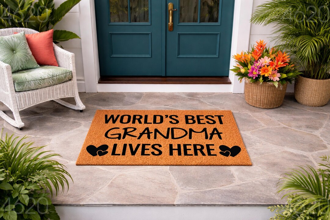 World's Best Grandma Lives Here Doormat, Door Mat, Mother's Day Gift ...