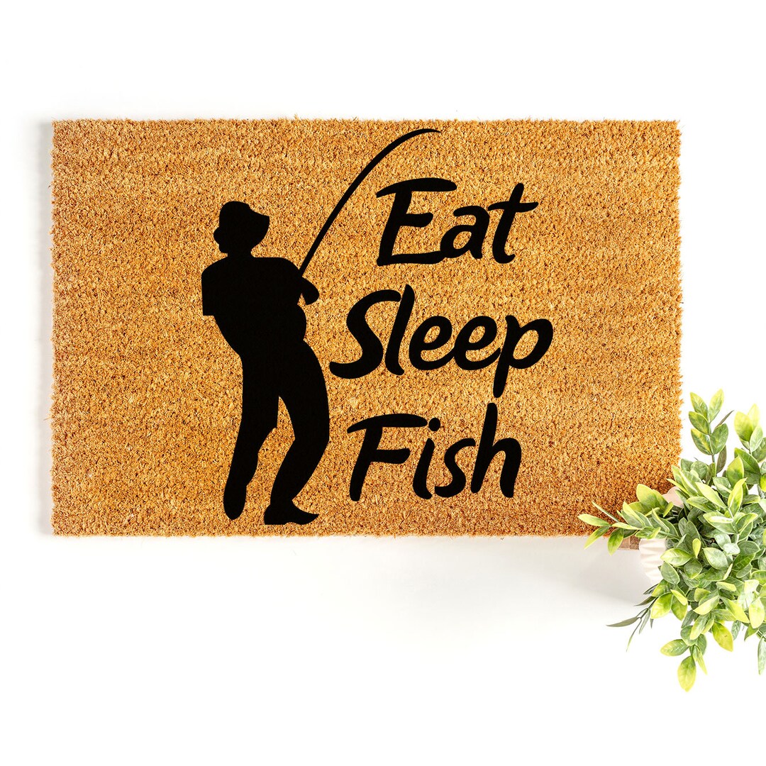 Doormat Eat Sleep Fish Welcome Mat Doormats Engagement Gift New House ...