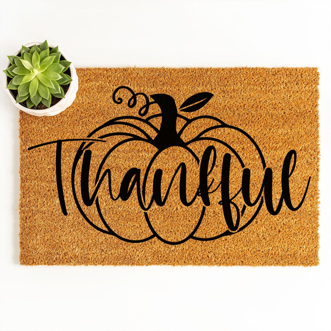 Doormat Thankful Pumpkin Halloween Doormat Welcome Mat Cute Candy ...