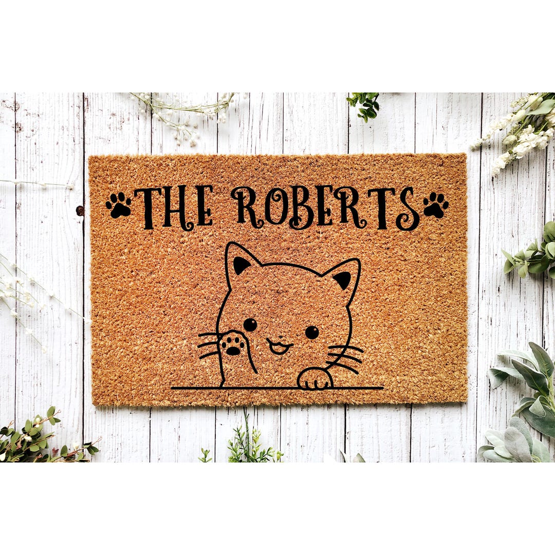 Custom Cat Doormat - Personalized Large Welcome Mat for Home - Etsy