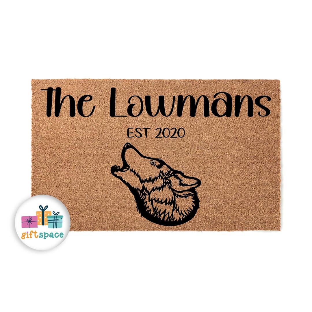 Howling Wolf Doormat - Custom Dog Welcome Mat, Personalized Gift 7481 ...