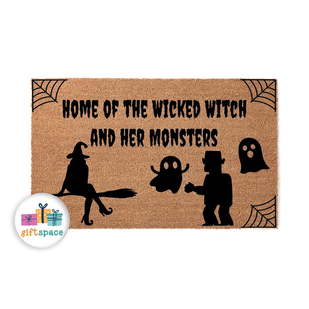Halloween Doormat - Home of the Wicked Witch and Her Monsters 3398 - Etsy