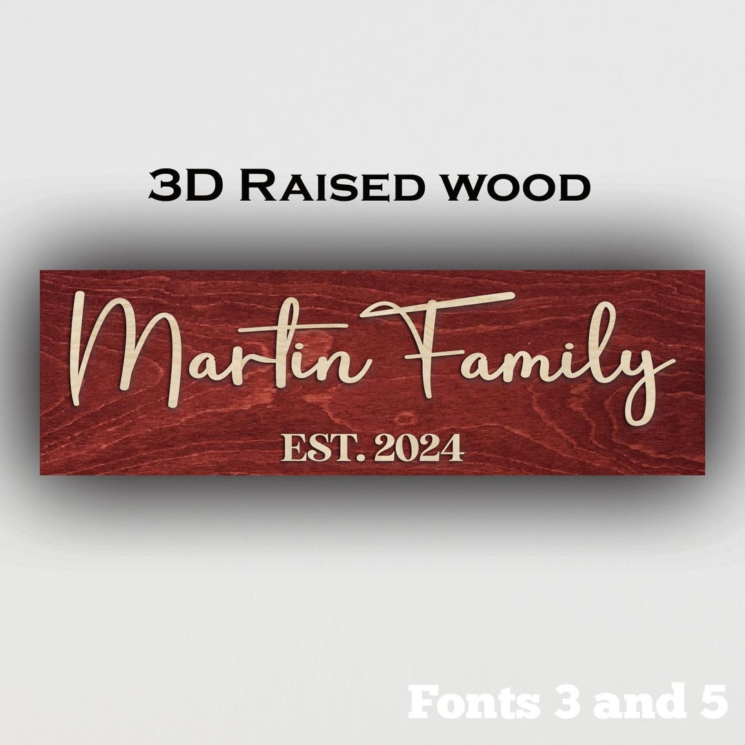 Personalized Family Name Sign – 3D Wood, Wedding Gift 6176 - Etsy
