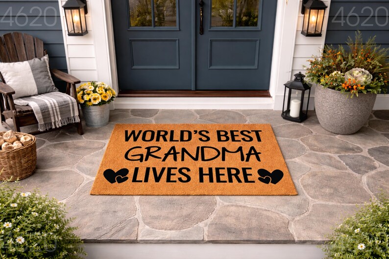 World's Best Grandma Lives Here Doormat, Door Mat, Mother's Day Gift ...