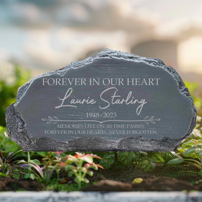 Custom Engraved Memorial Garden Stone | Personalized Sympathy Gift 7855 ...
