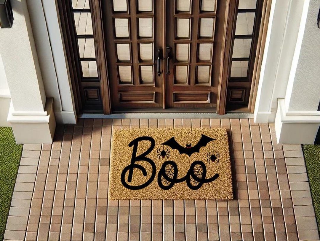 Halloween Doormat - Boo Bats Spiders - Halloween Decor - Welcome Mat ...