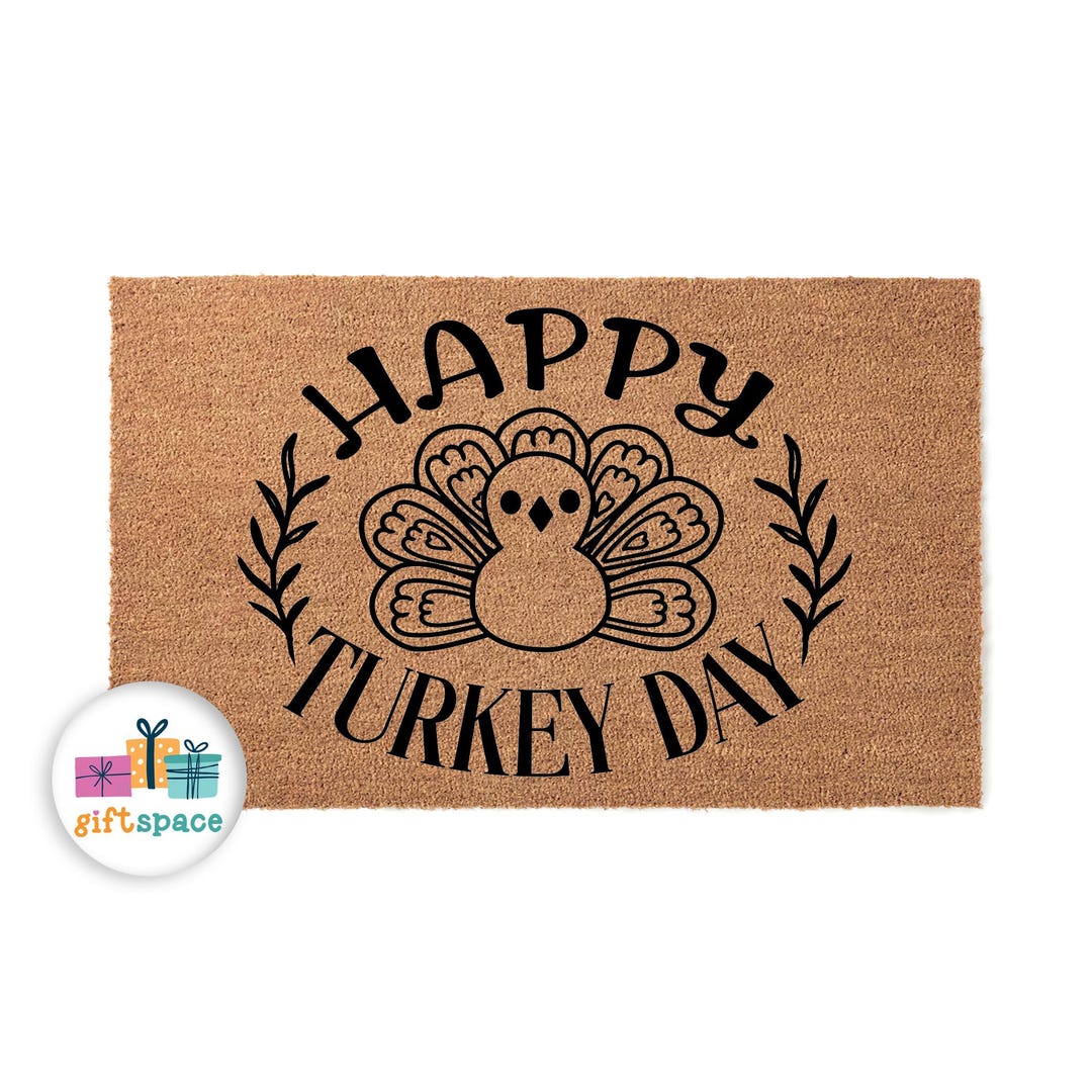 Doormat: Cute Thanksgiving Welcome - Turkey Day, Fall Decor 3455** - Etsy
