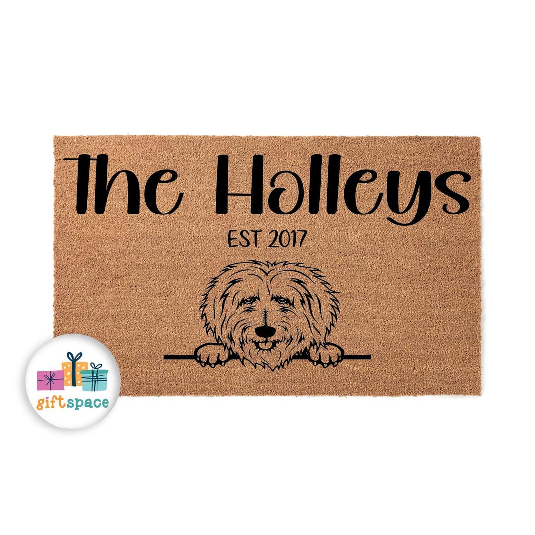 Custom Doormat - Golden Doodle Dog Custom Doormat - Dog Mom - New Home ...