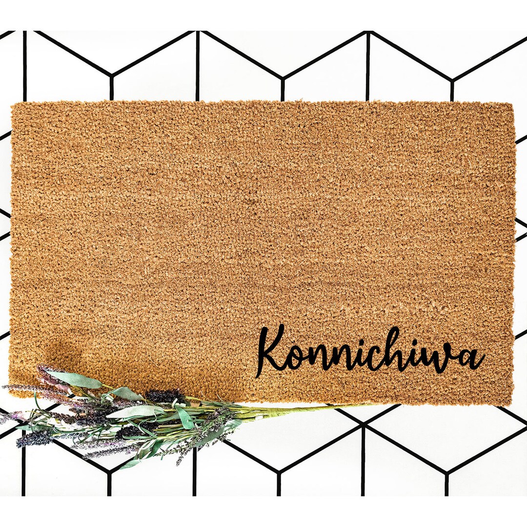 Doormat Konnichiwa Japanese - Front Door Front Porch Welcome Mat ...