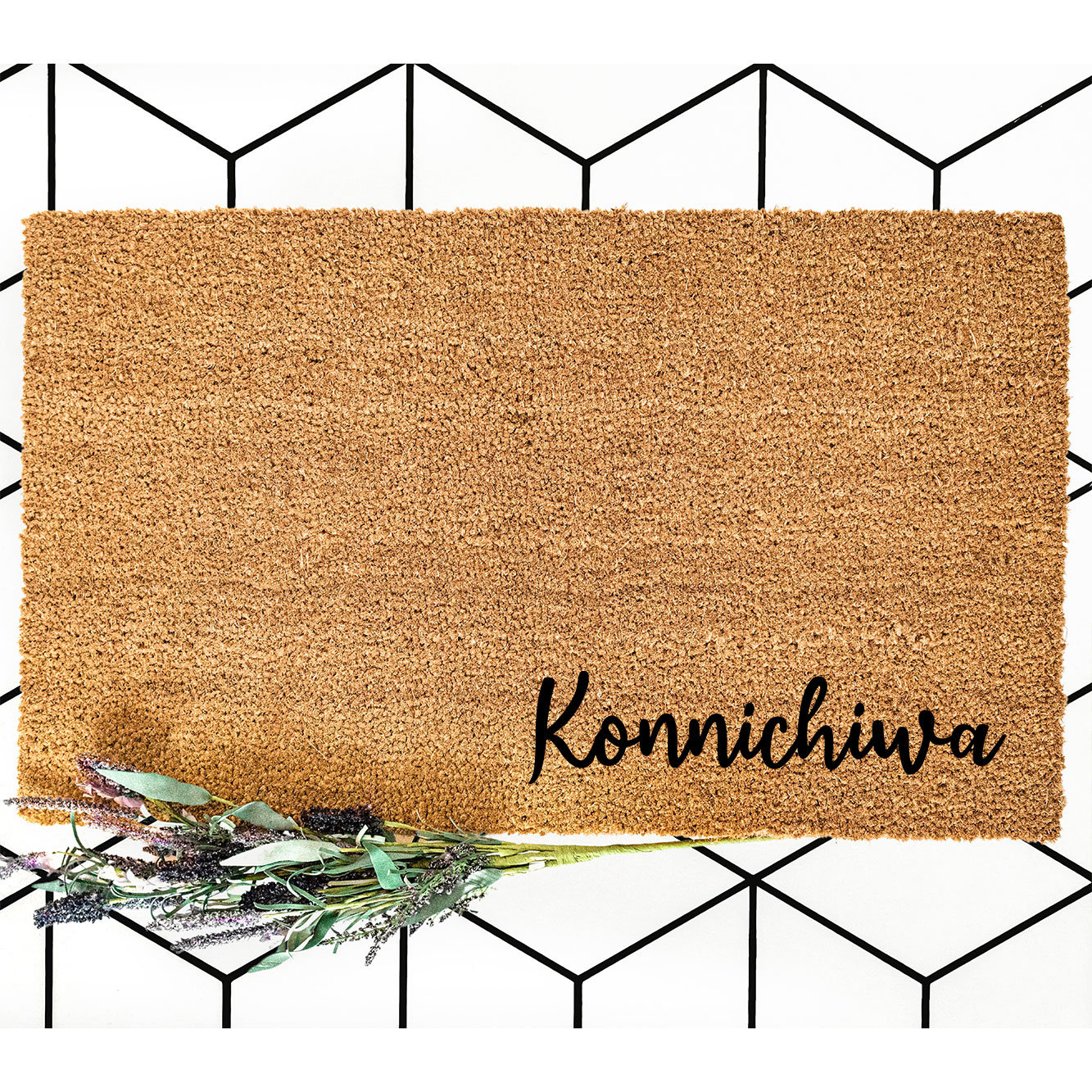 Doormat Konnichiwa Japanese Front Door Front Porch Welcome Mat Doormat ...