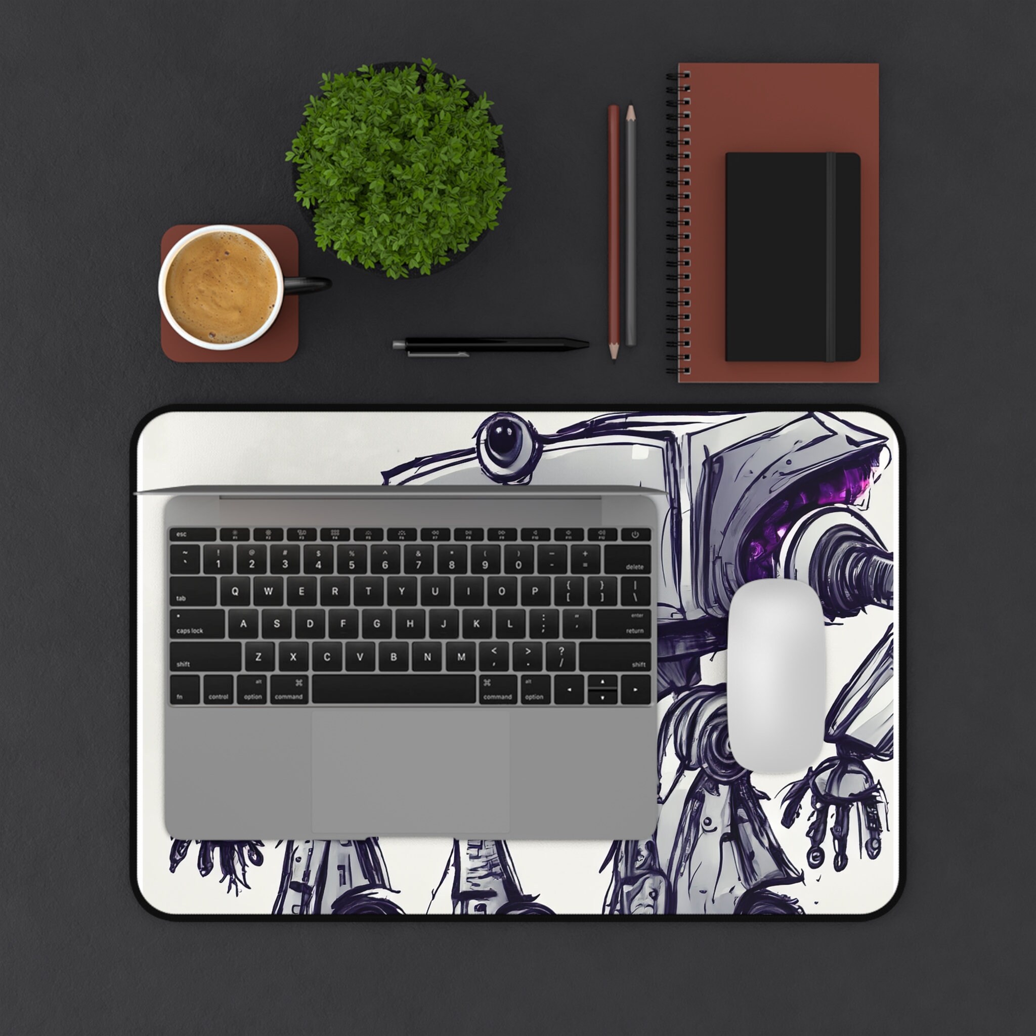 Robot Drawing Character Desk Mat Drawing Mouse Pad Design - Etsy