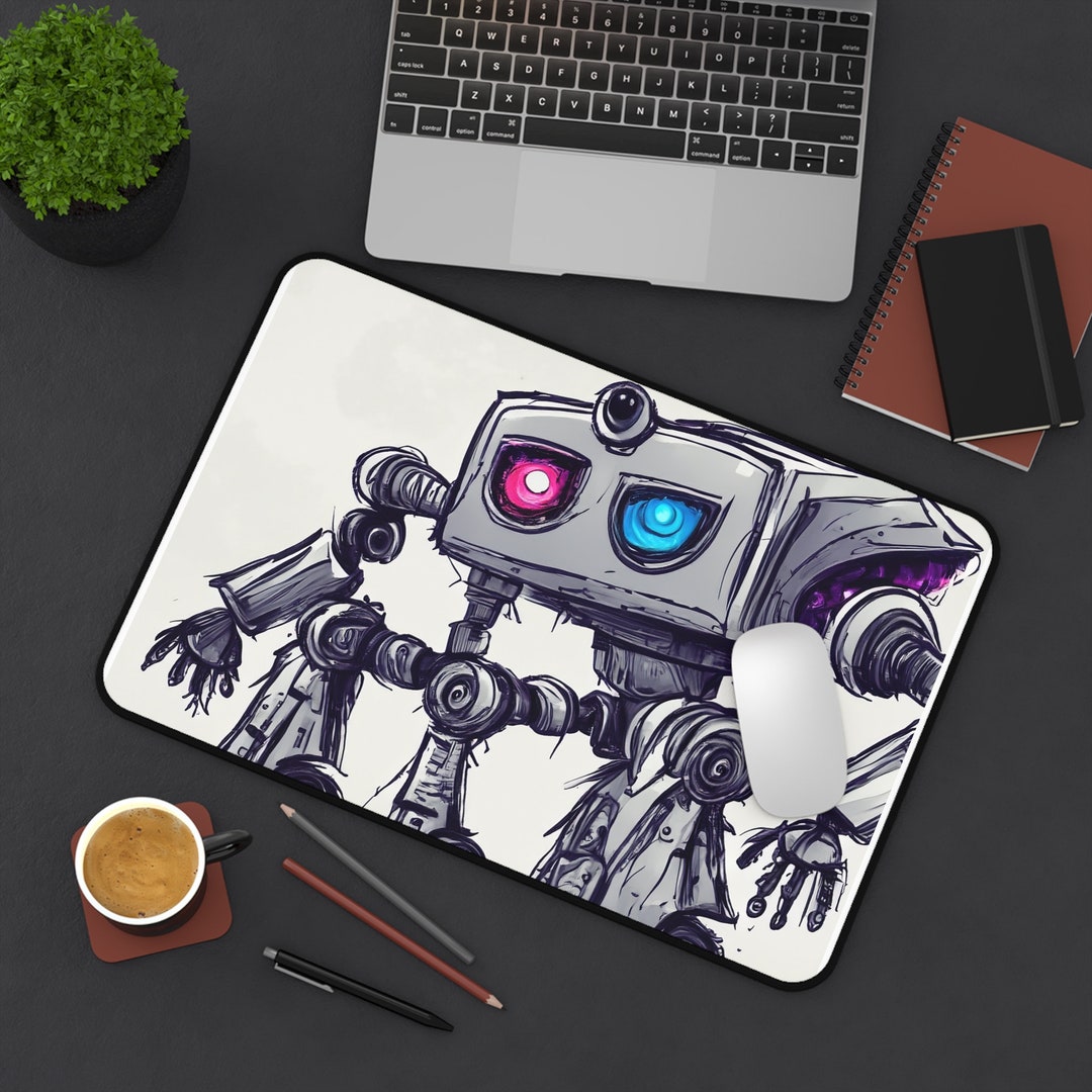 Robot Drawing Character Desk Mat Drawing Mouse Pad Design - Etsy