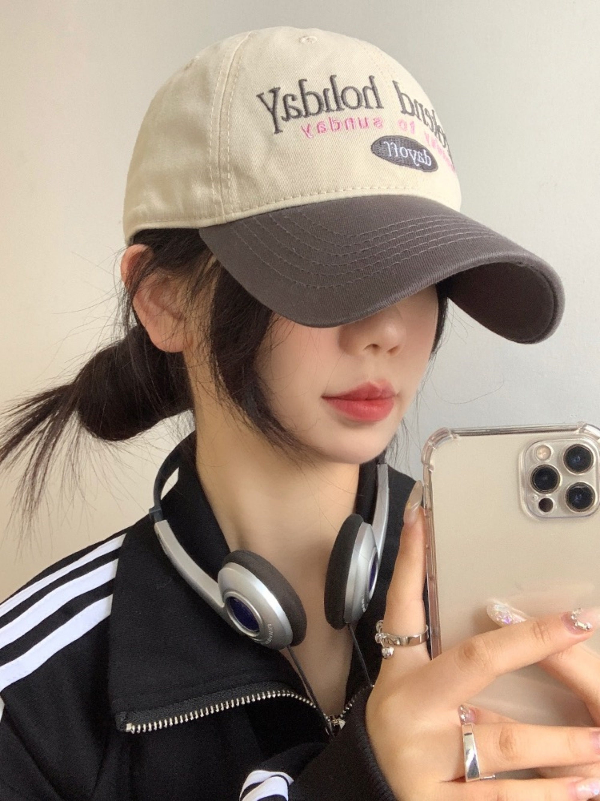 Retro Color-blocked Baseball Capkorean Style Versatile Soft-top Capwide ...