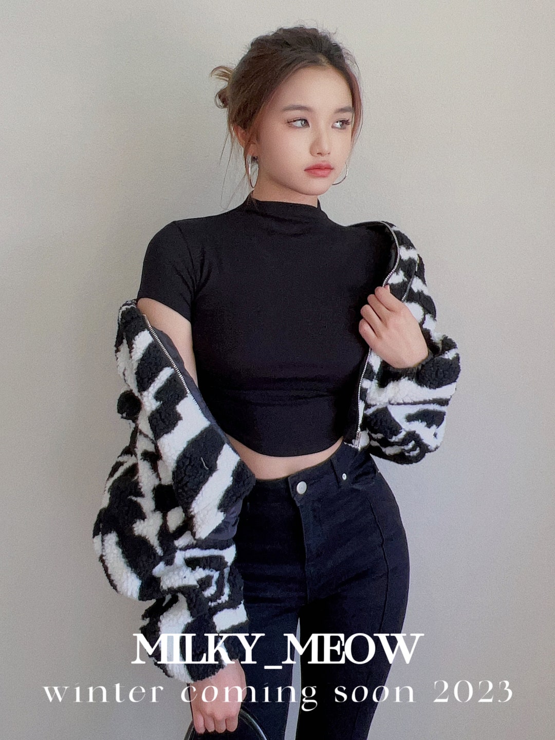 Woman Zebra Print Zipper Stand Collar Small Jacket｜drawstring Waist ...