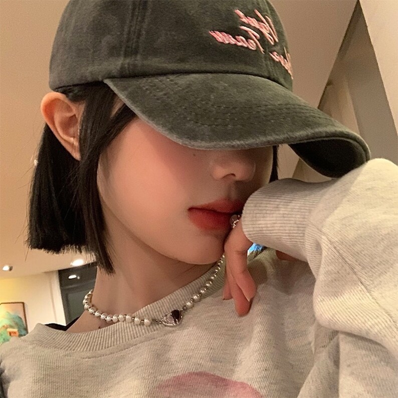 Letter Embroidered Washed Baseball Capdenim Peaked Capwide Brim Makes ...