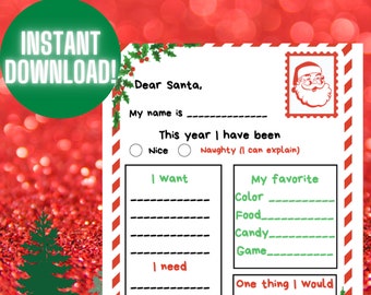 Dear Santa Wish List Printable - Etsy