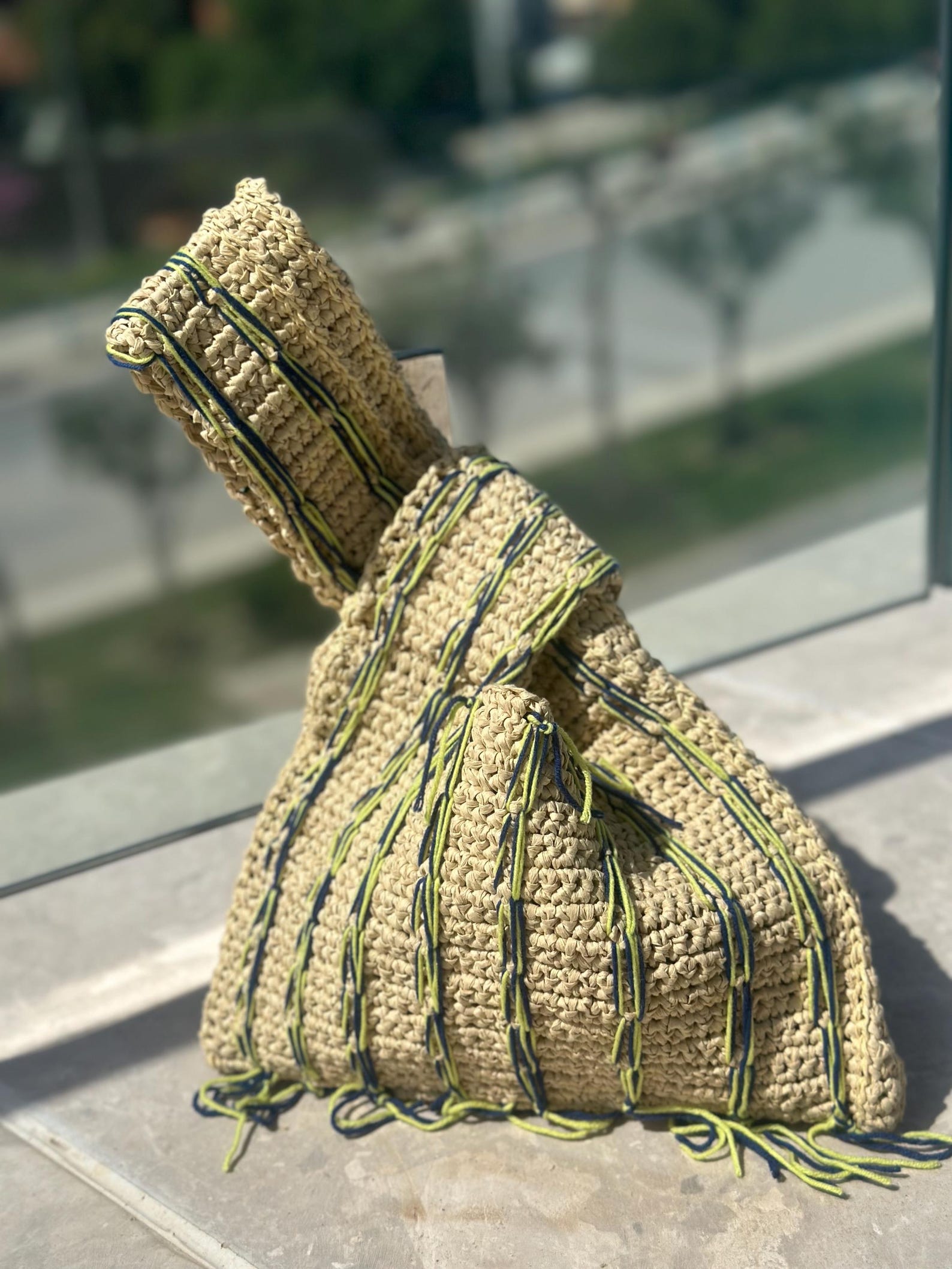 The Knot Bag/crochet Raffia Knot Bag/handmade Straw Pouch Purse Bag ...