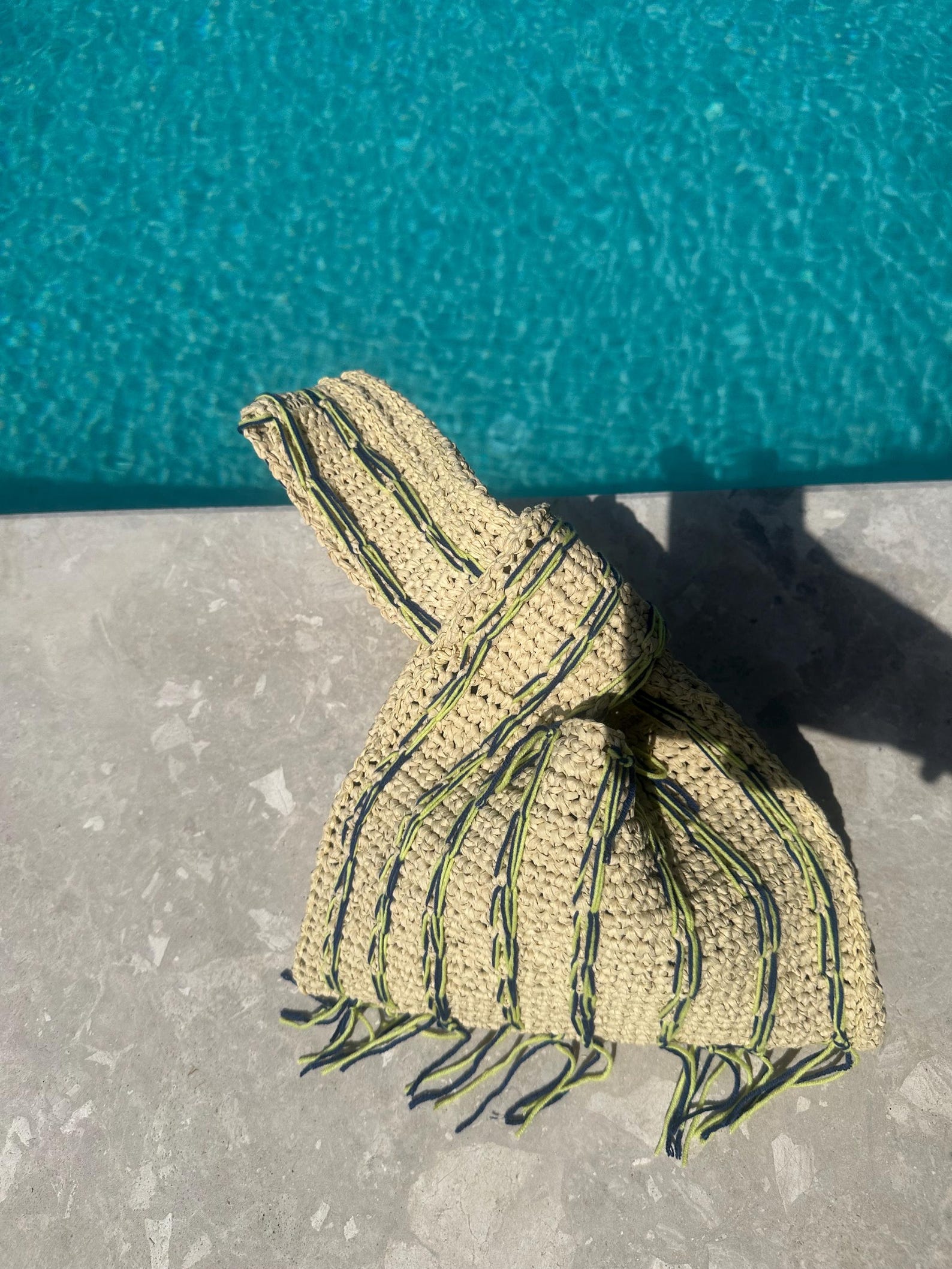 The Knot Bag/crochet Raffia Knot Bag/handmade Straw Pouch Purse Bag ...