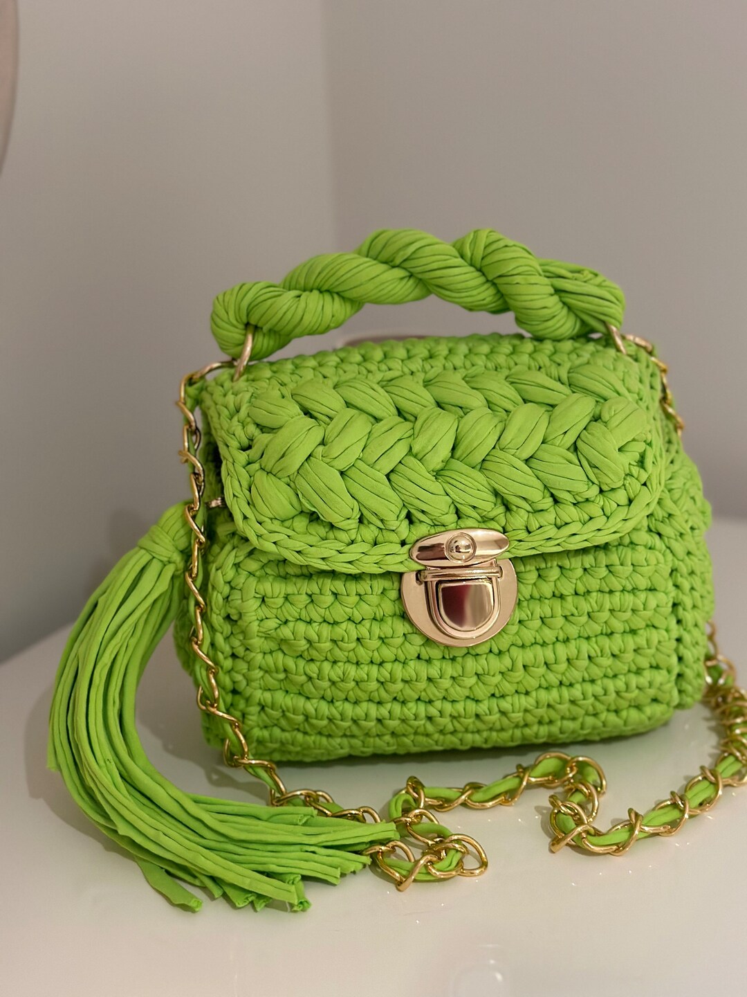 Capri Luxury Bag/knit Puff Bag/graduation Purse/knitted Cotton Shoulder ...