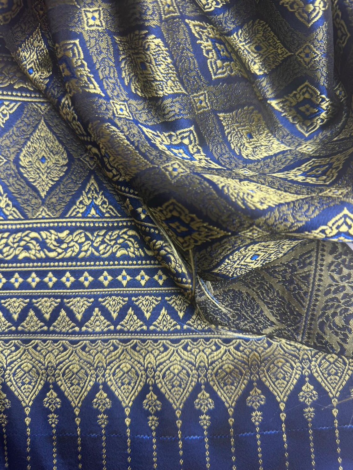 Price per Yardpremium Product From Thailandthai Silk Brocade Design 001 red, Gold and Blue ...