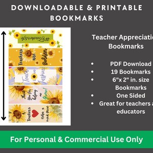 Teacher Appreciation Bookmarks, Gifts for Teachers, Colorful Printable ...